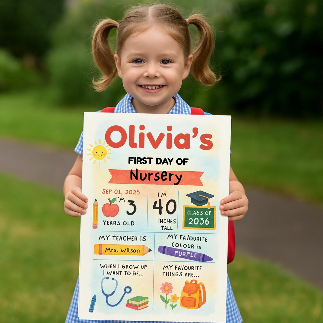 Editable First Day of School Poster: Watercolor & Retro Styles (A4/A3 ...