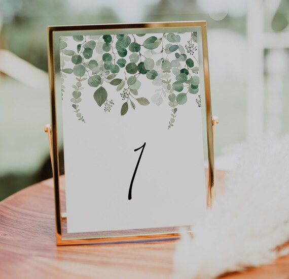 Eucalyptus Table Numbers Printable Table Numbers Camila - Etsy