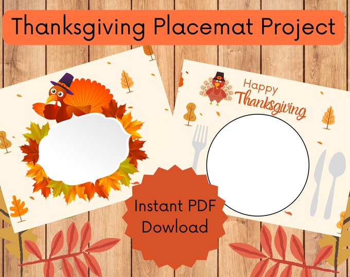 Thanksgiving Placemat Craft Preschool & Elementary Versions - Etsy