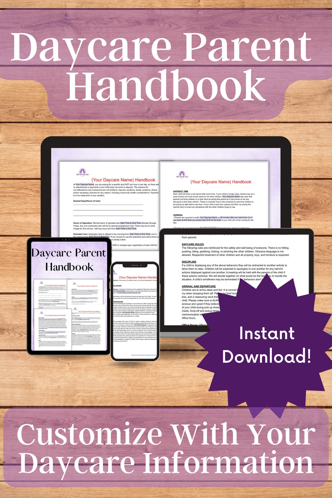 Daycare Registration Handbook/contract/ Perfect for Home Daycares ...