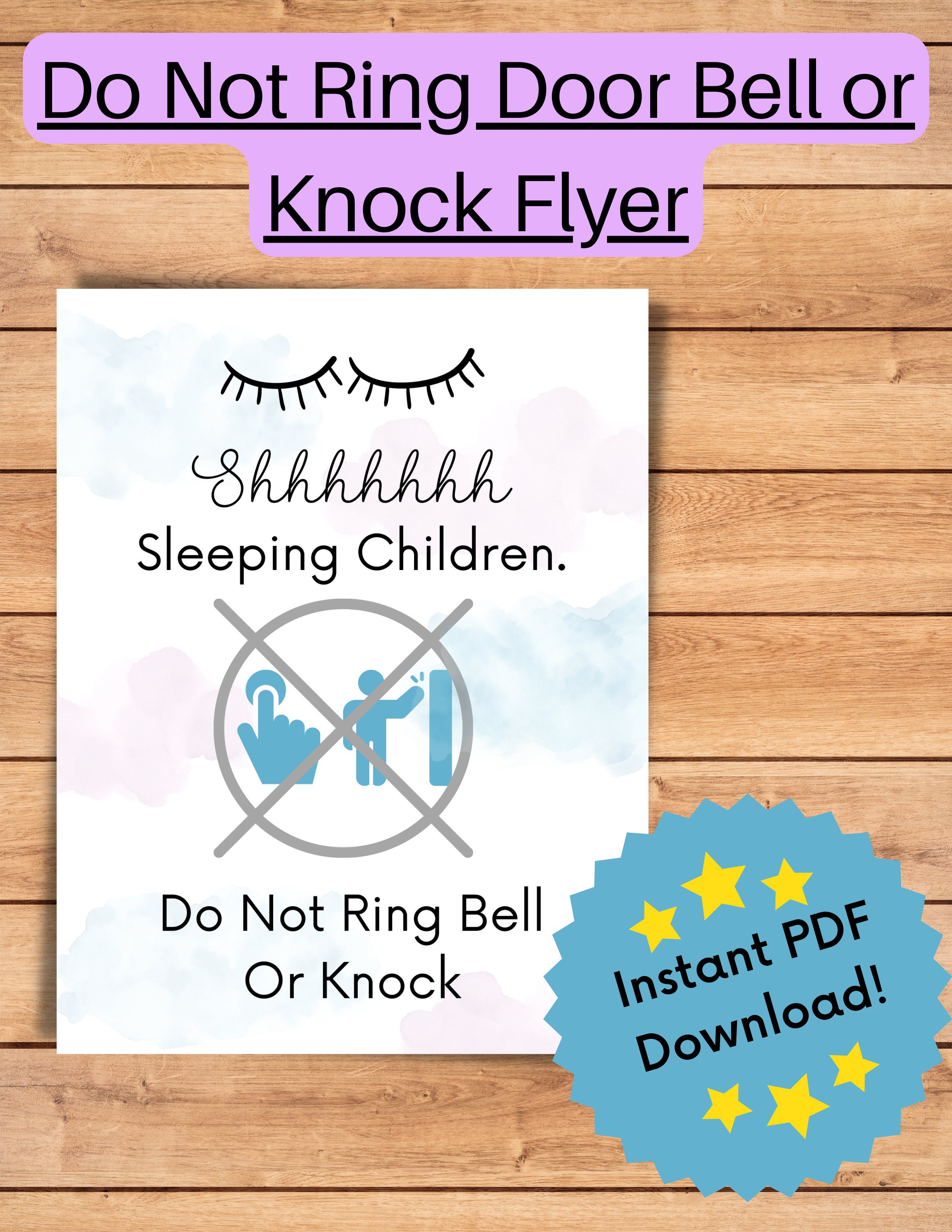 Do Not Ring Doorbell-sleeping Children Flyer / Great for Your Home or ...