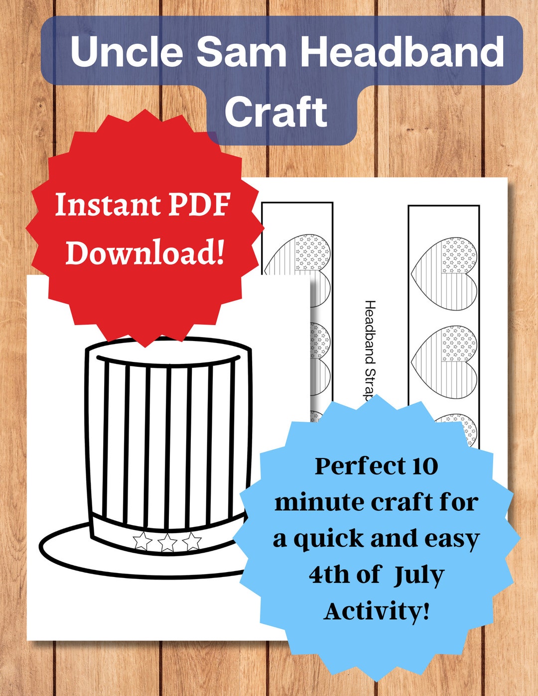 Fourth of July Preschool Activity / Uncle Sam Headband Craft - Etsy