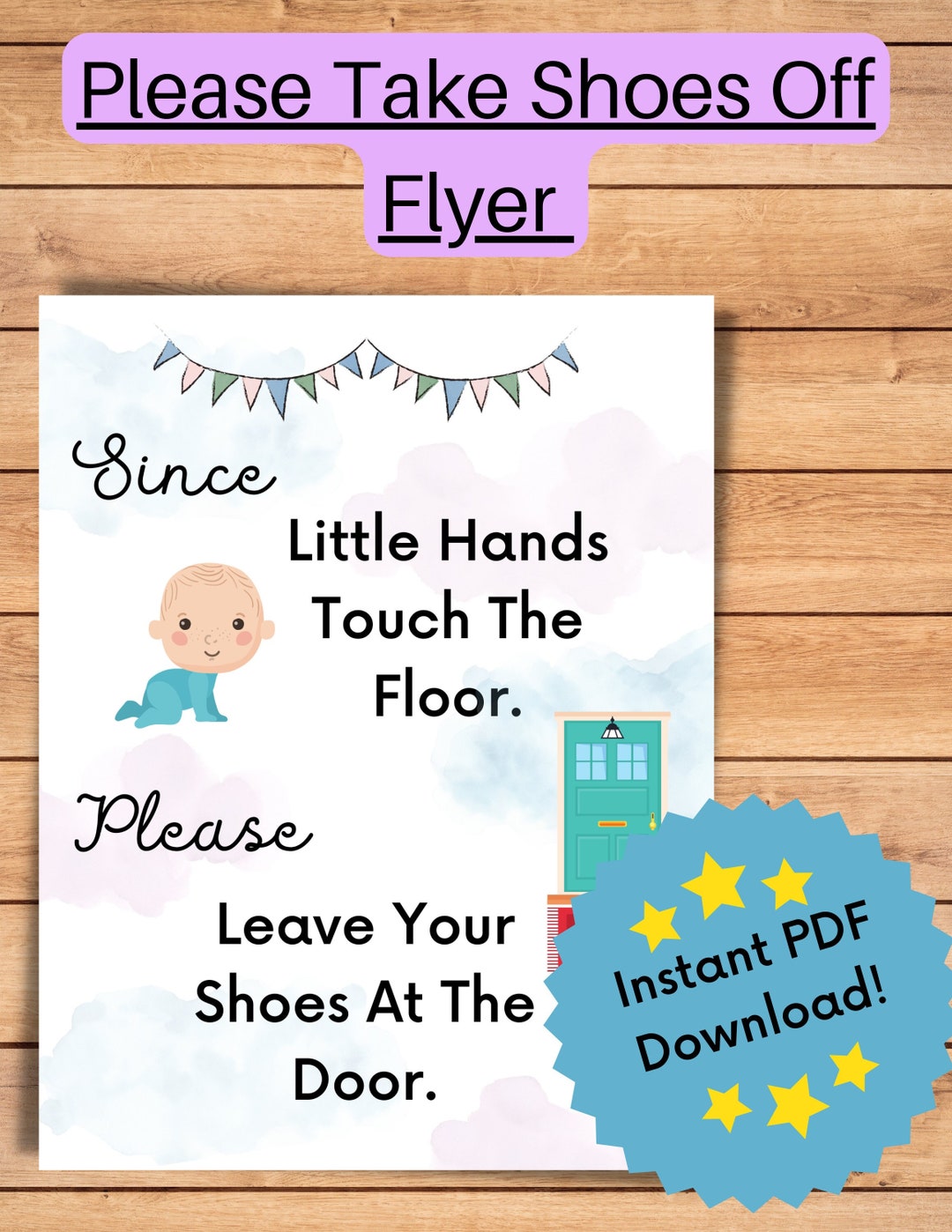 Please Remove Shoes Flyer / Great for Home, Daycare Classroom, or ...