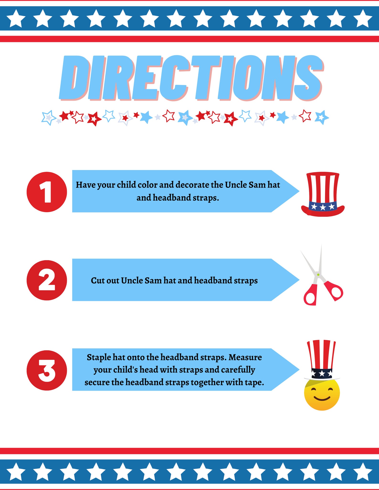 Fourth of July Preschool Activity / Uncle Sam Headband Craft - Etsy