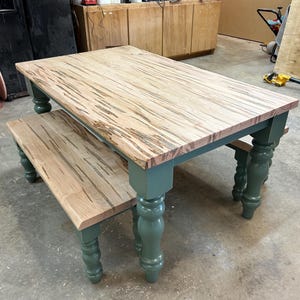 Farmhouse Turned Leg Table With an Ambrosia Maple Top - Etsy