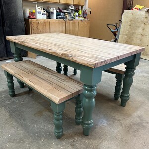 Farmhouse Turned Leg Table With an Ambrosia Maple Top - Etsy