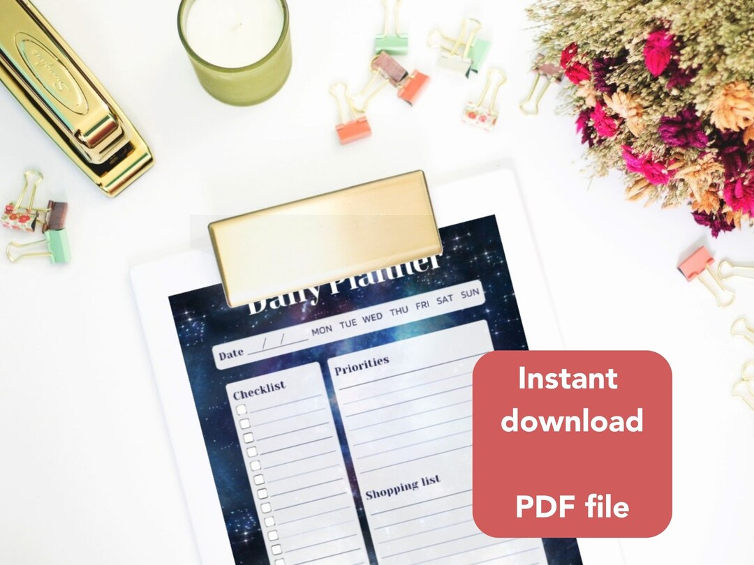 Space Themed Daily Printable Planner Printable Daily Schedule Printable ...