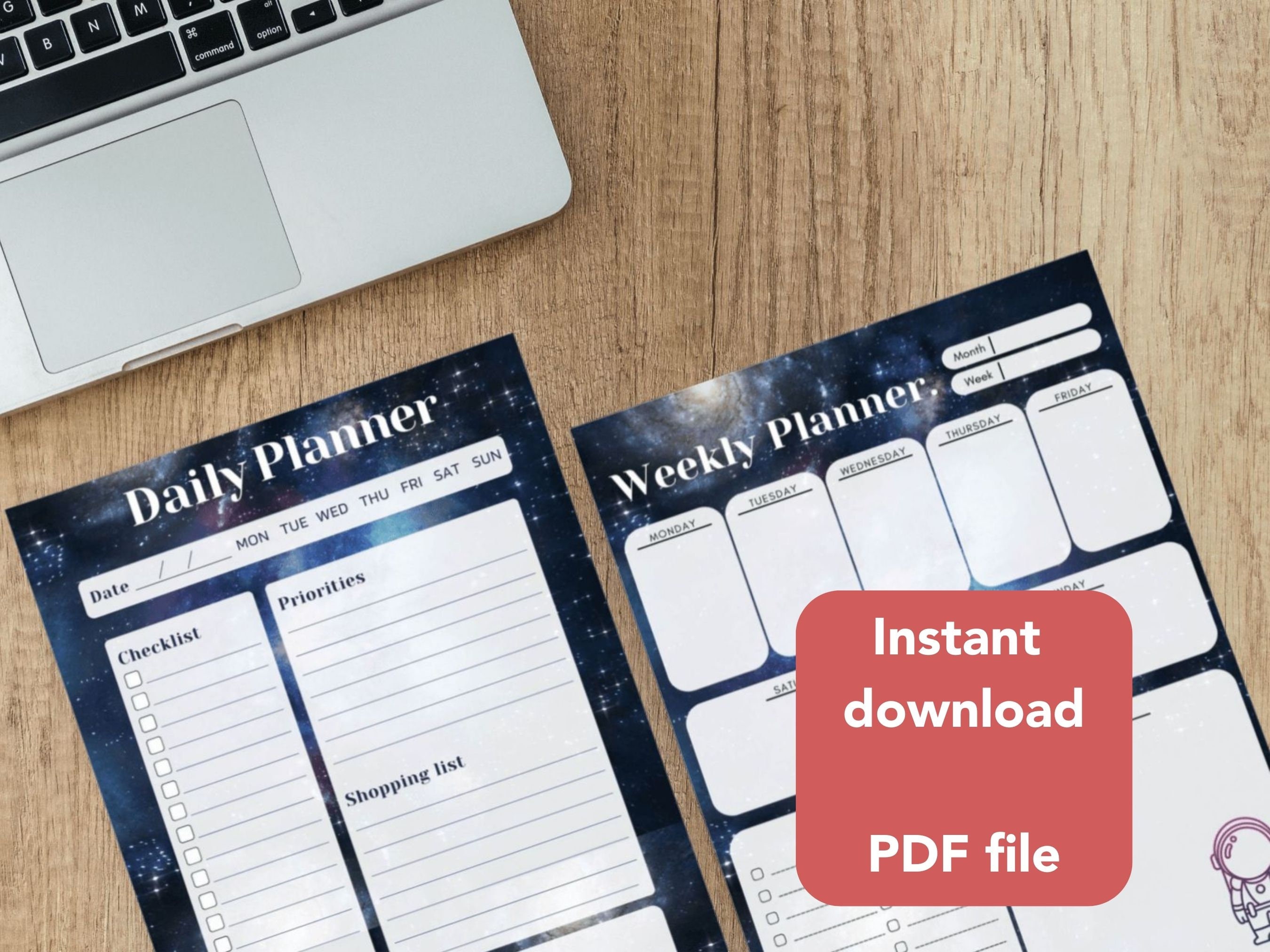 Space Themed Printable Daily and Weekly Planner Astronaut Theme ...