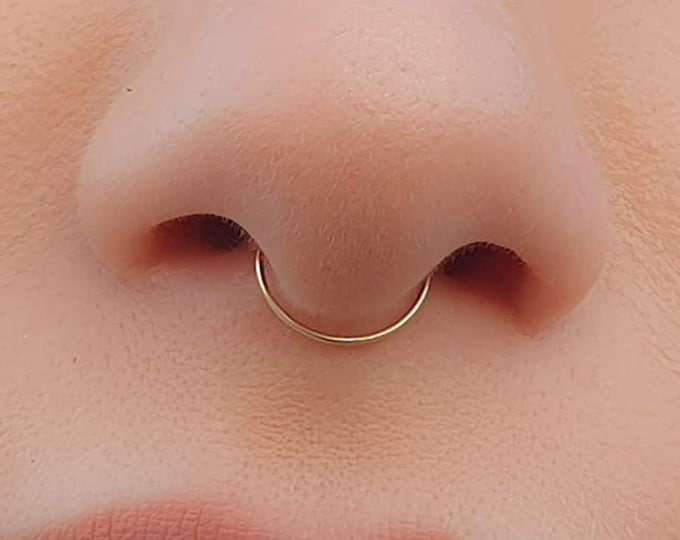 Thin Septum Ring 24 Gauge Septum Jewelry 14k Gold Filled - Etsy