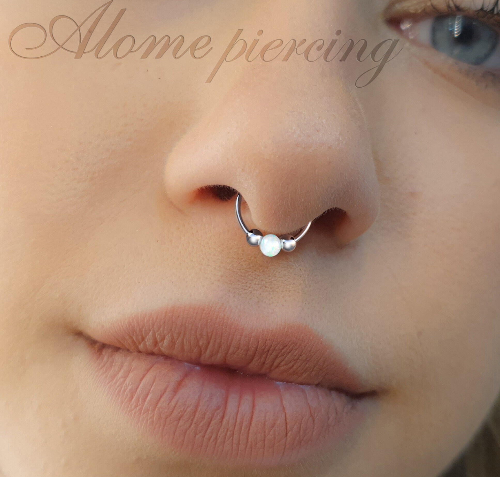 Silver Septum Ring White Opal Septum Ring 20 Gauge Septum - Etsy