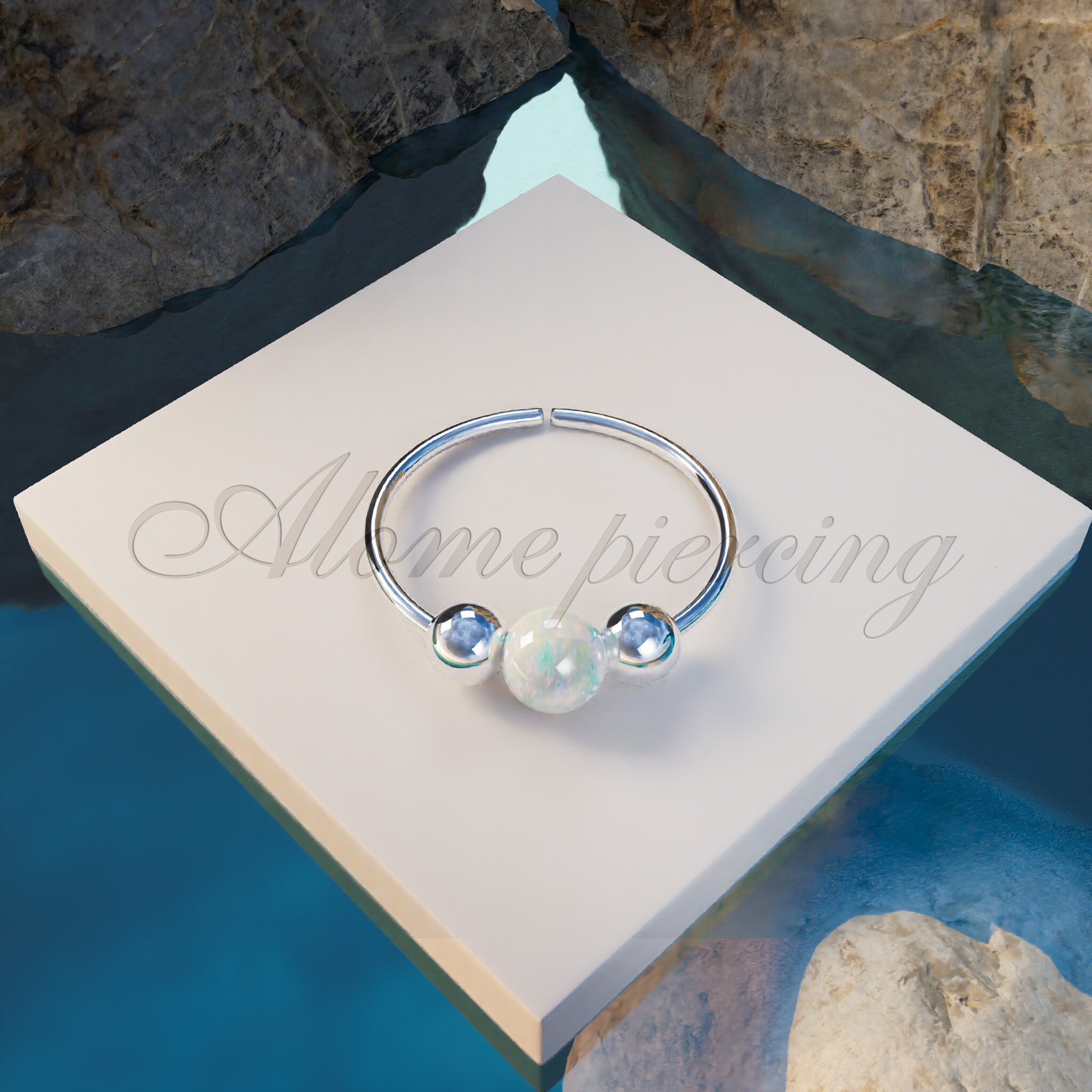 Silver Septum Ring White Opal Septum Ring 20 Gauge Septum - Etsy