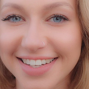 Tiny Silver Nose Ring Hoop - 24 Gauge Snug Nose Hoop Thin Nose Piercings Hoops - Nose Piercing ...