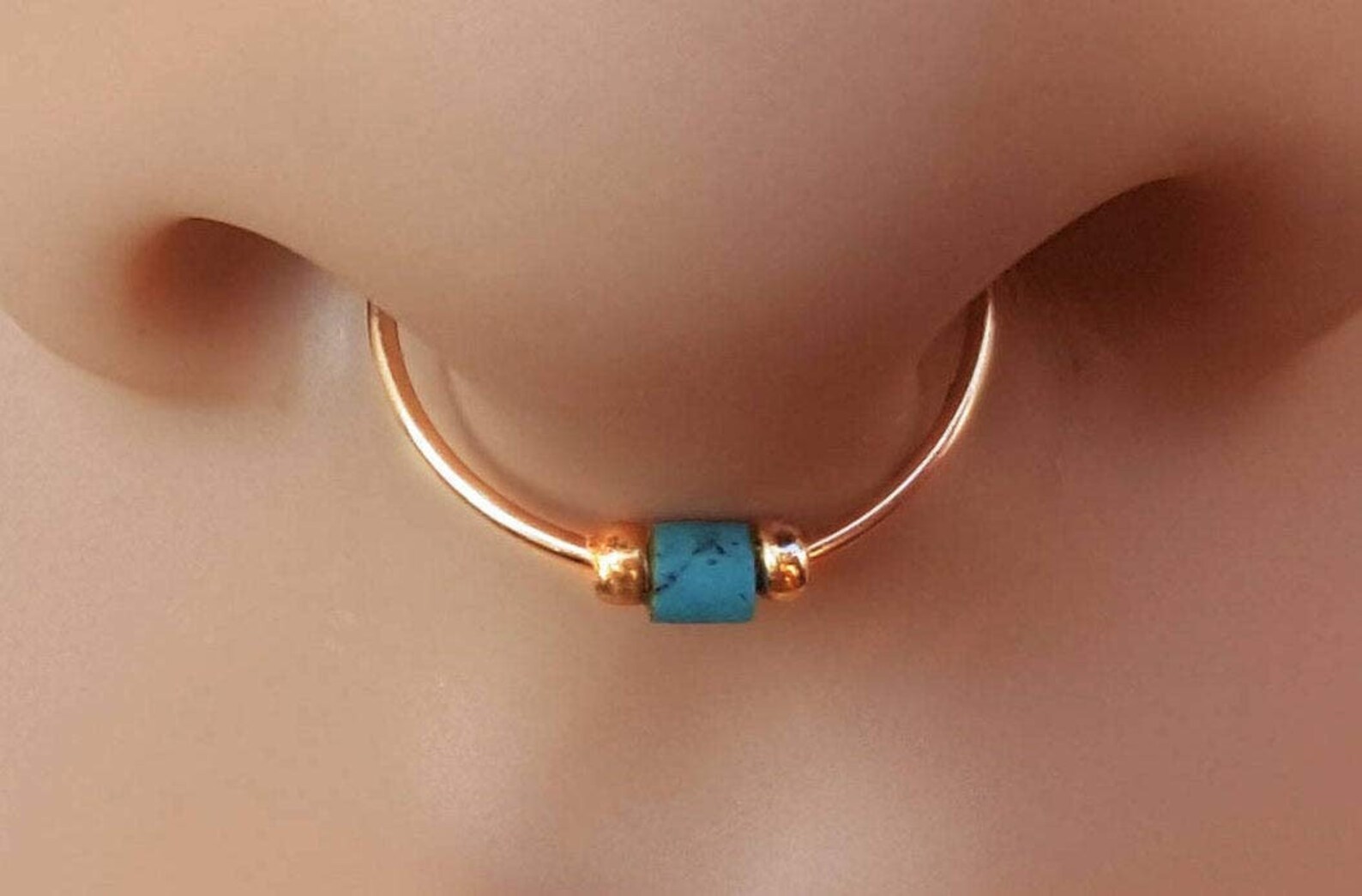 Septum Ring 24 Gauge Tiny Turquoise Septum Ring 14k Gold - Etsy