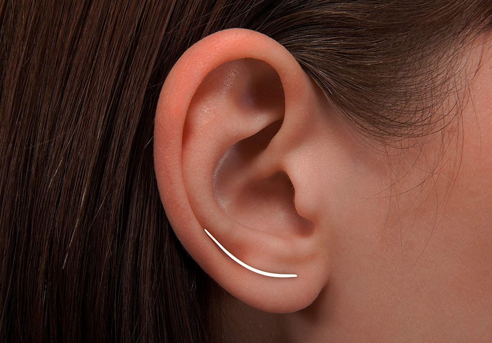 Gold Ear Climbers Long Ear Climber Earrings Curved Bar Studs - Etsy