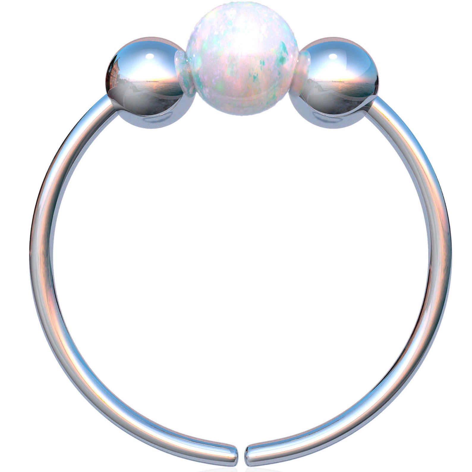 Silver Septum Ring White Opal Septum Ring 20 Gauge Septum - Etsy