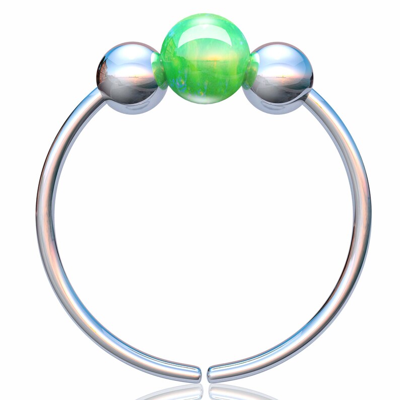Silver Septum Ring Green Opal Septum Ring 20 Gauge Septum - Etsy