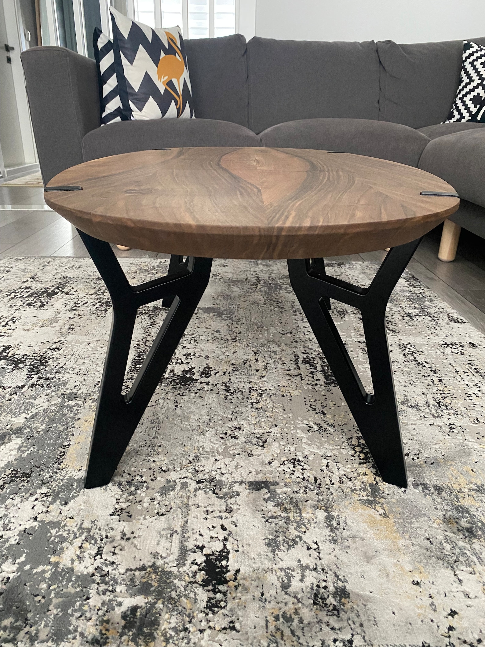 Unique Walnut Wood Coffee Table, Solid Walnut Wood Ellipse Coffee Table ...
