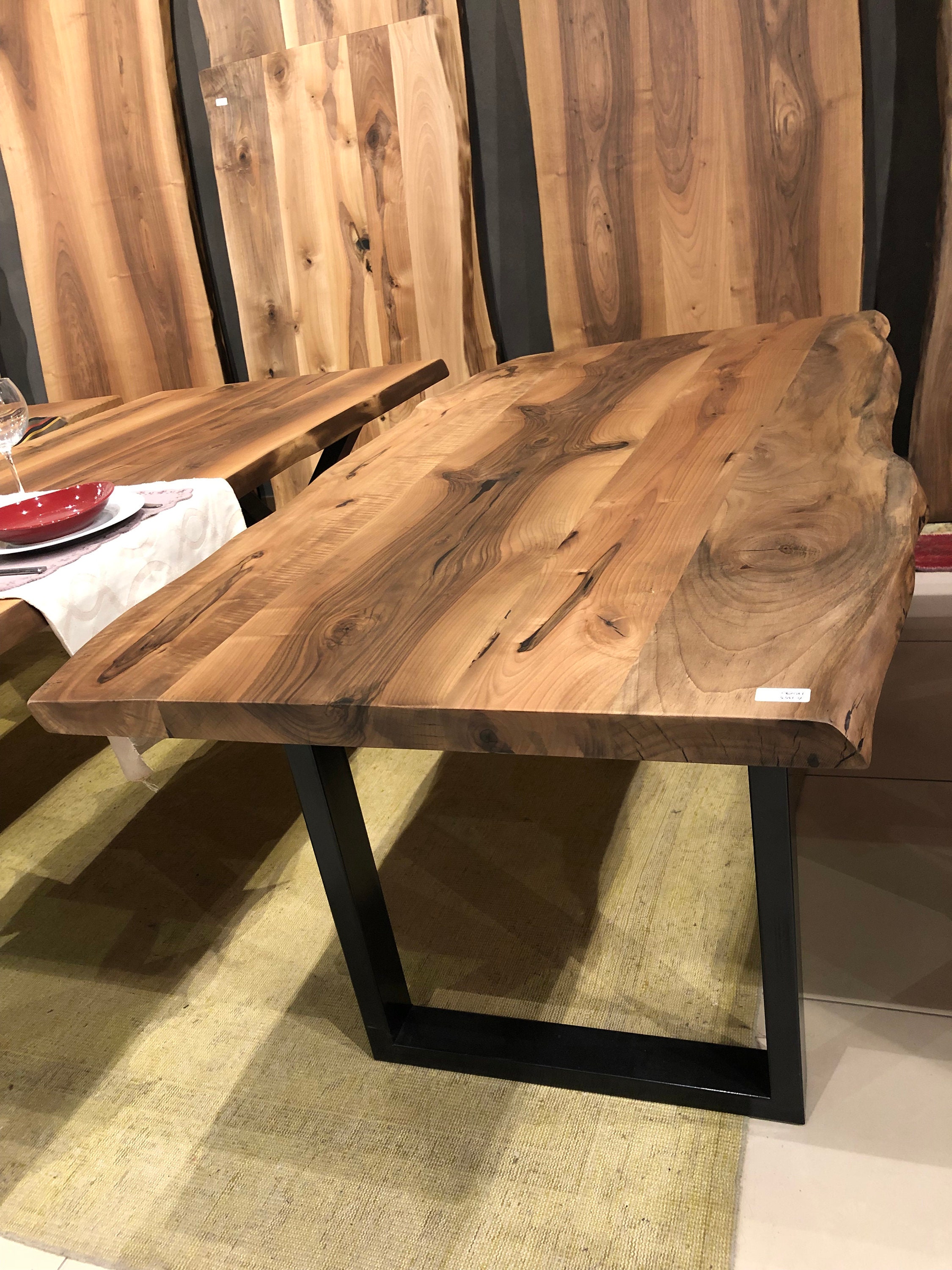 Live Edge Dining Table Walnut Solid Wood Table Rustic Solid Wood Table ...