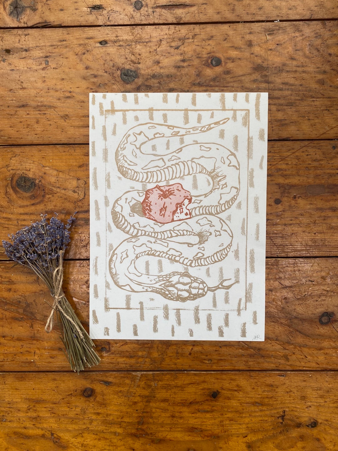 Original Sin Snake and Apple Risograph Print - Etsy
