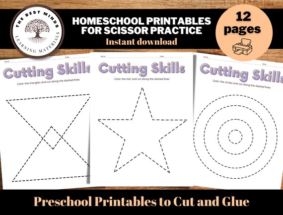 Cutting Worksheet Printables Preschool Printables to Cut and - Etsy