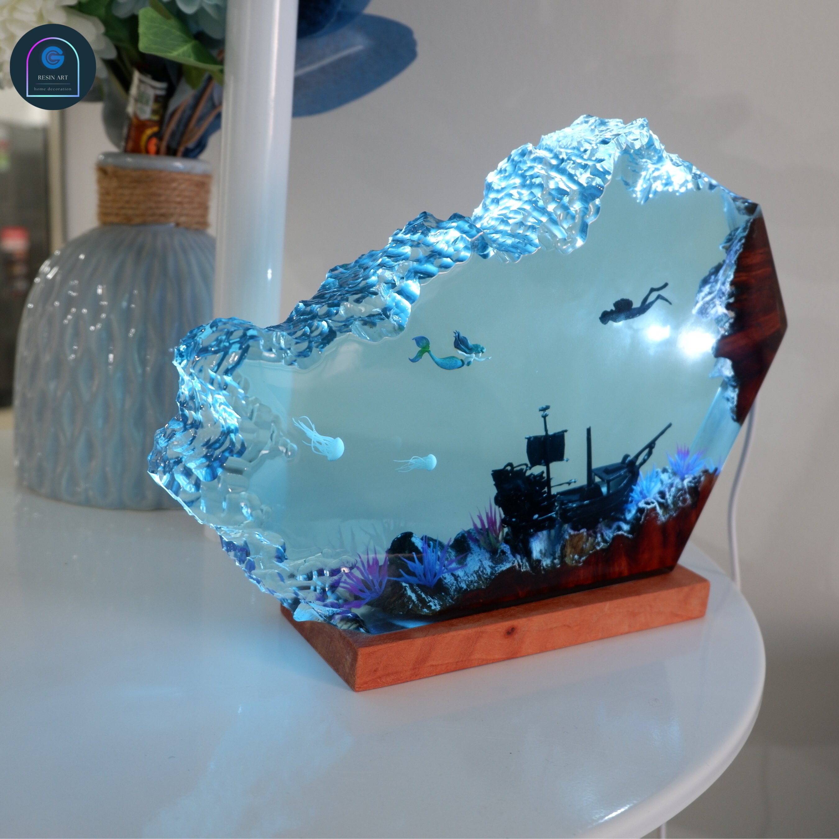 Mermaids and Shipwreck Resin Night Light Resin Lamp Creative - Etsy Canada
