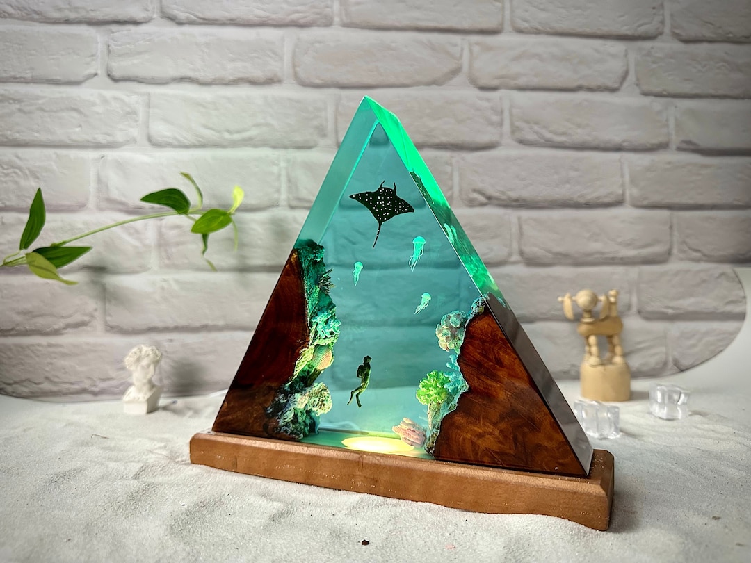 Manta Rays and Scuba Diving Resin Lamp Ocean Resin Night - Etsy Australia