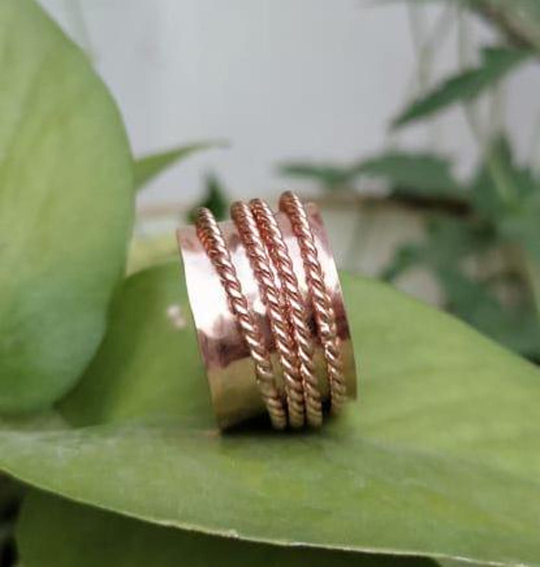 Pure Copper Ring, Solid Copper Ring, Wide Band Copper Spinner Ring ...