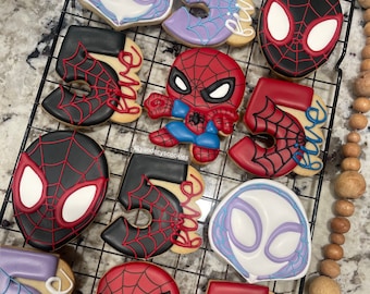 Spidey and Friends Sugar Cookies - Set of 12 Heroic Delights - Etsy