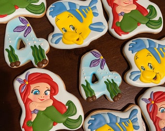 The Little Mermaid, Starfish, and Seashell Decorated Royal Icing Sugar ...