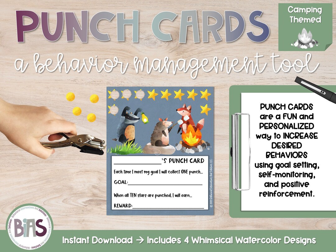 Punch Card Camping Theme Behavior Management Positive - Etsy