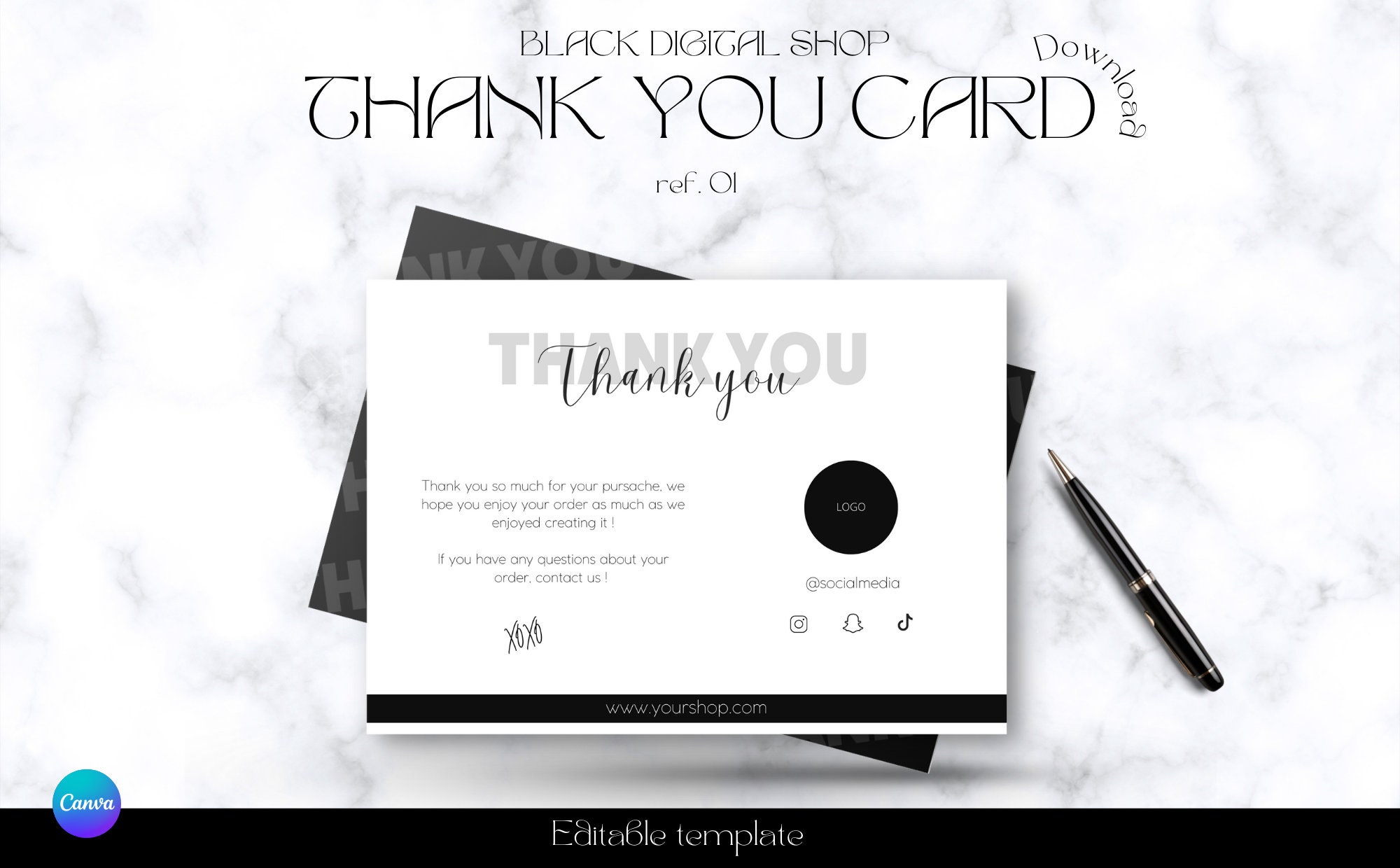 Corporate Thank You Card Downloadable - Etsy
