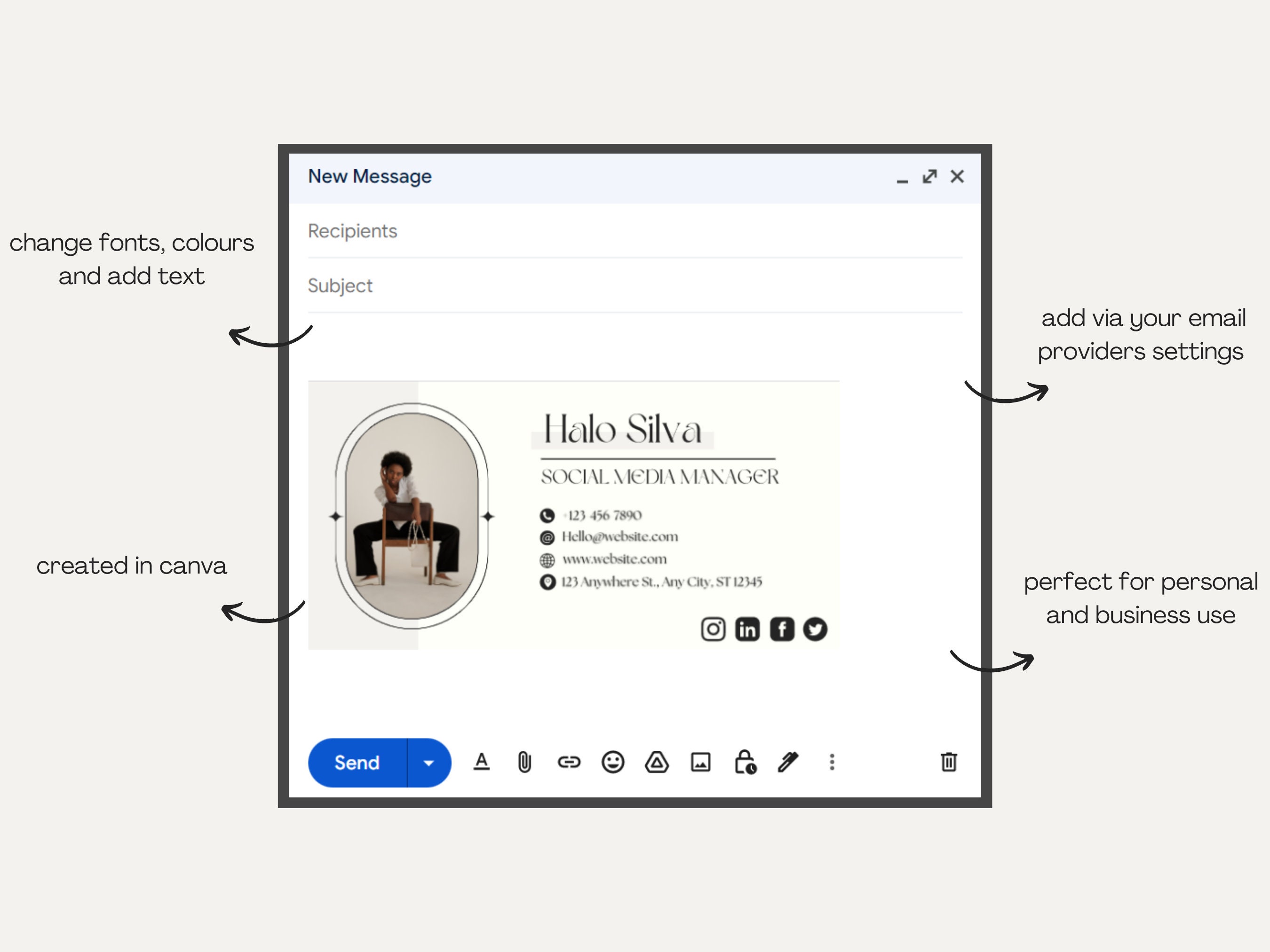 Email Signature, Editable Canva Template, Email Footer Design, Digital ...