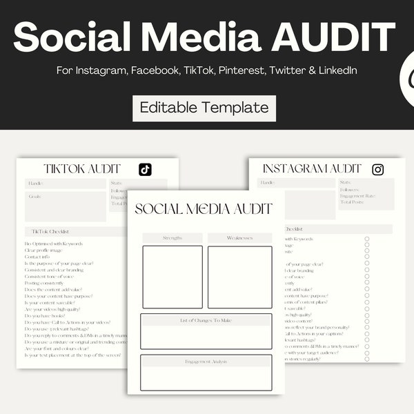 Social Media Audit Sheet - Etsy