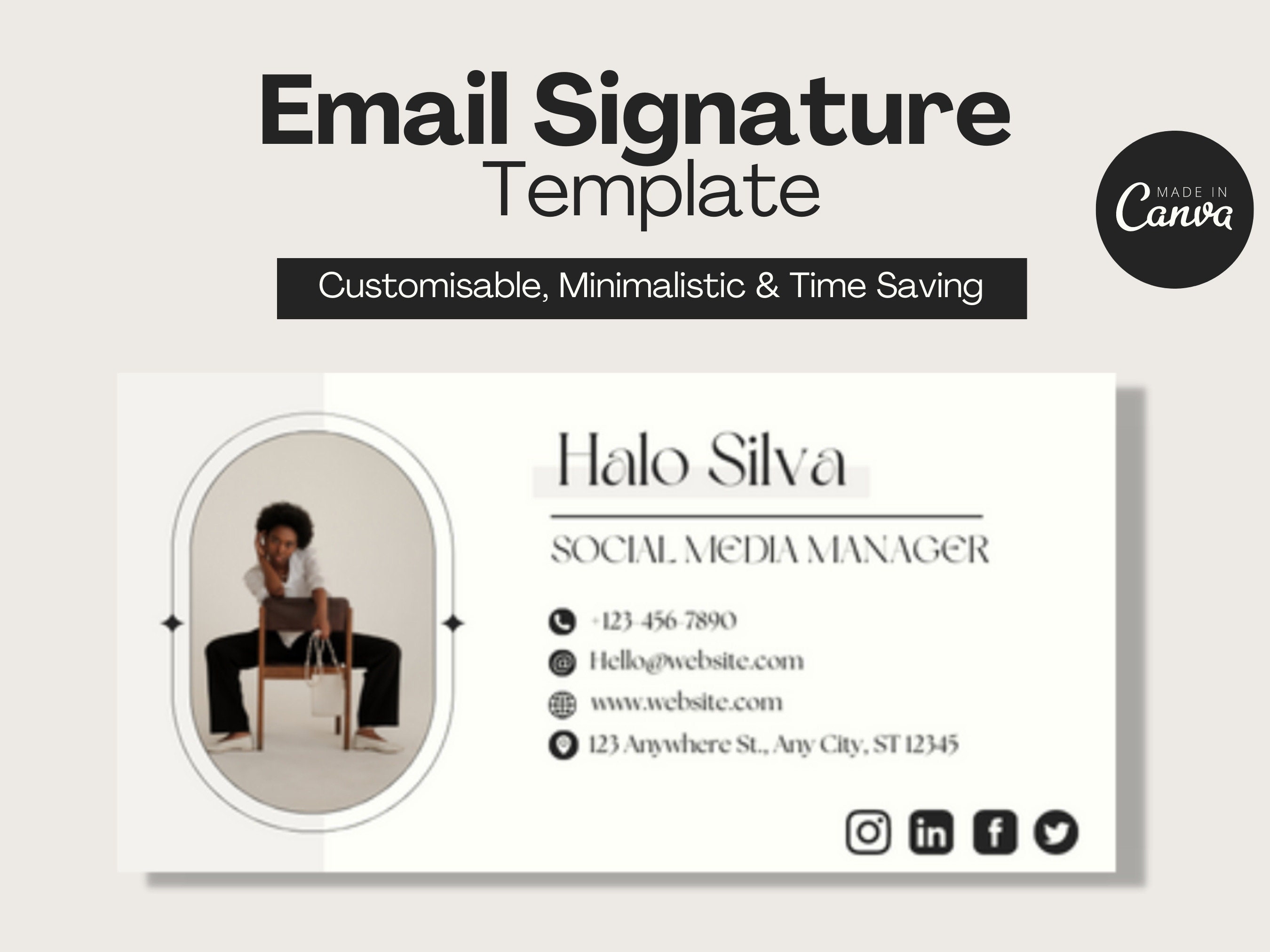 Email Signature, Editable Canva Template, Email Footer Design, Digital ...