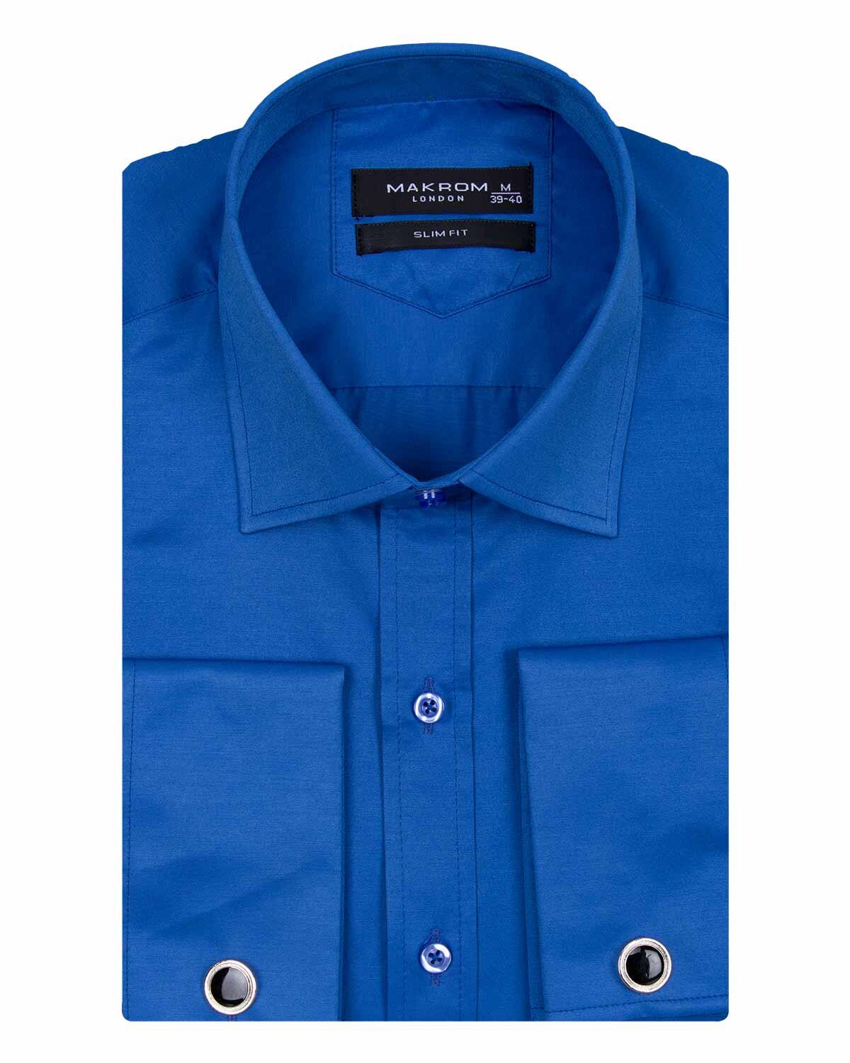 Royal Blue Plain Double Cuff Shirt - Etsy