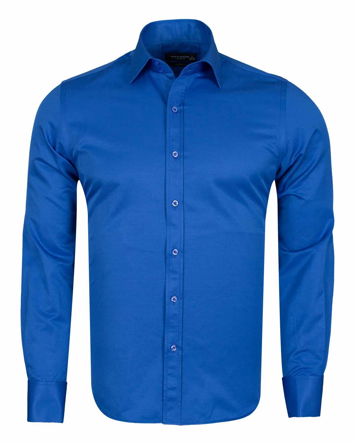 Royal Blue Plain Double Cuff Shirt - Etsy