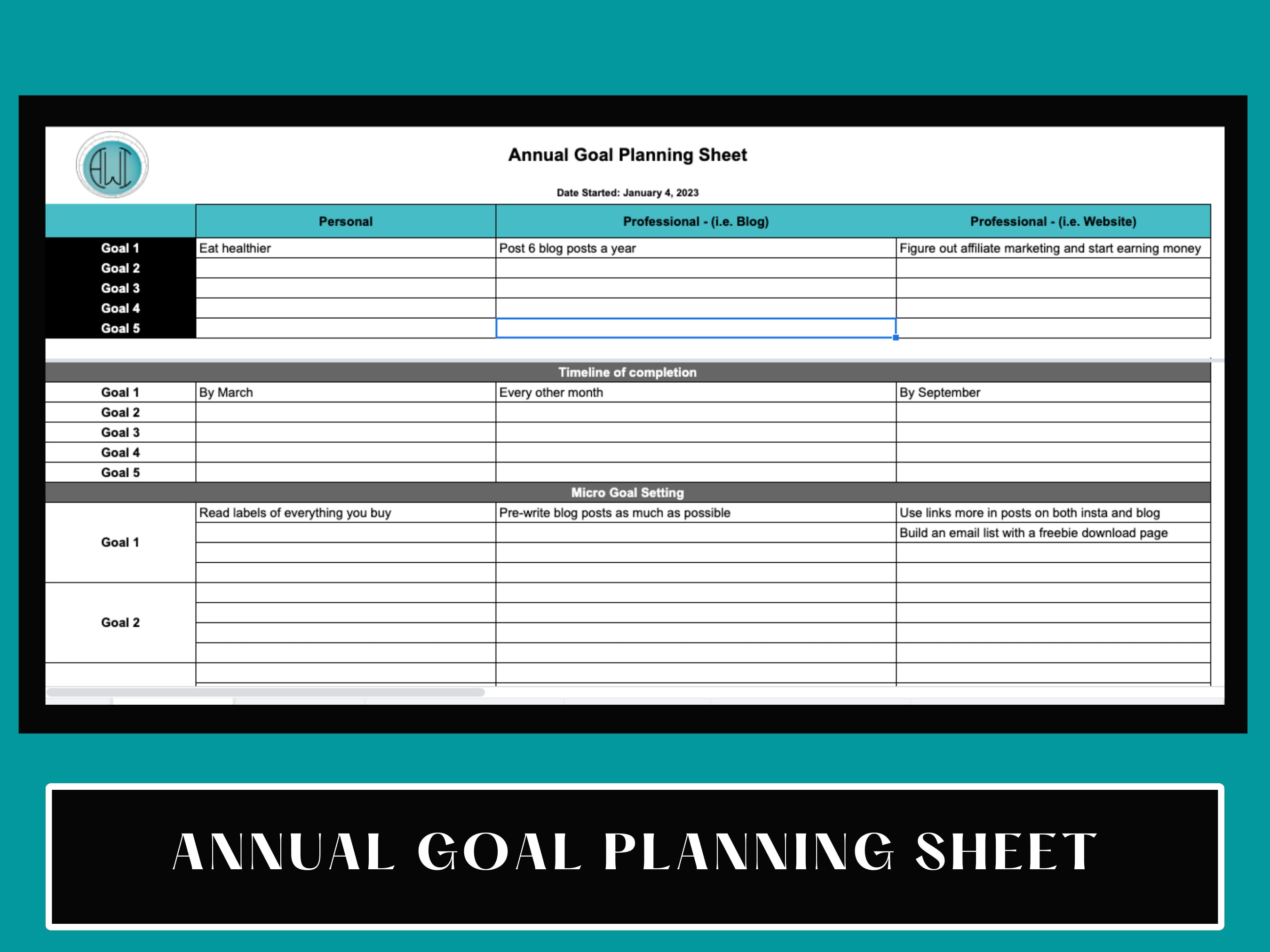 Annual Goal Planning Template - Etsy