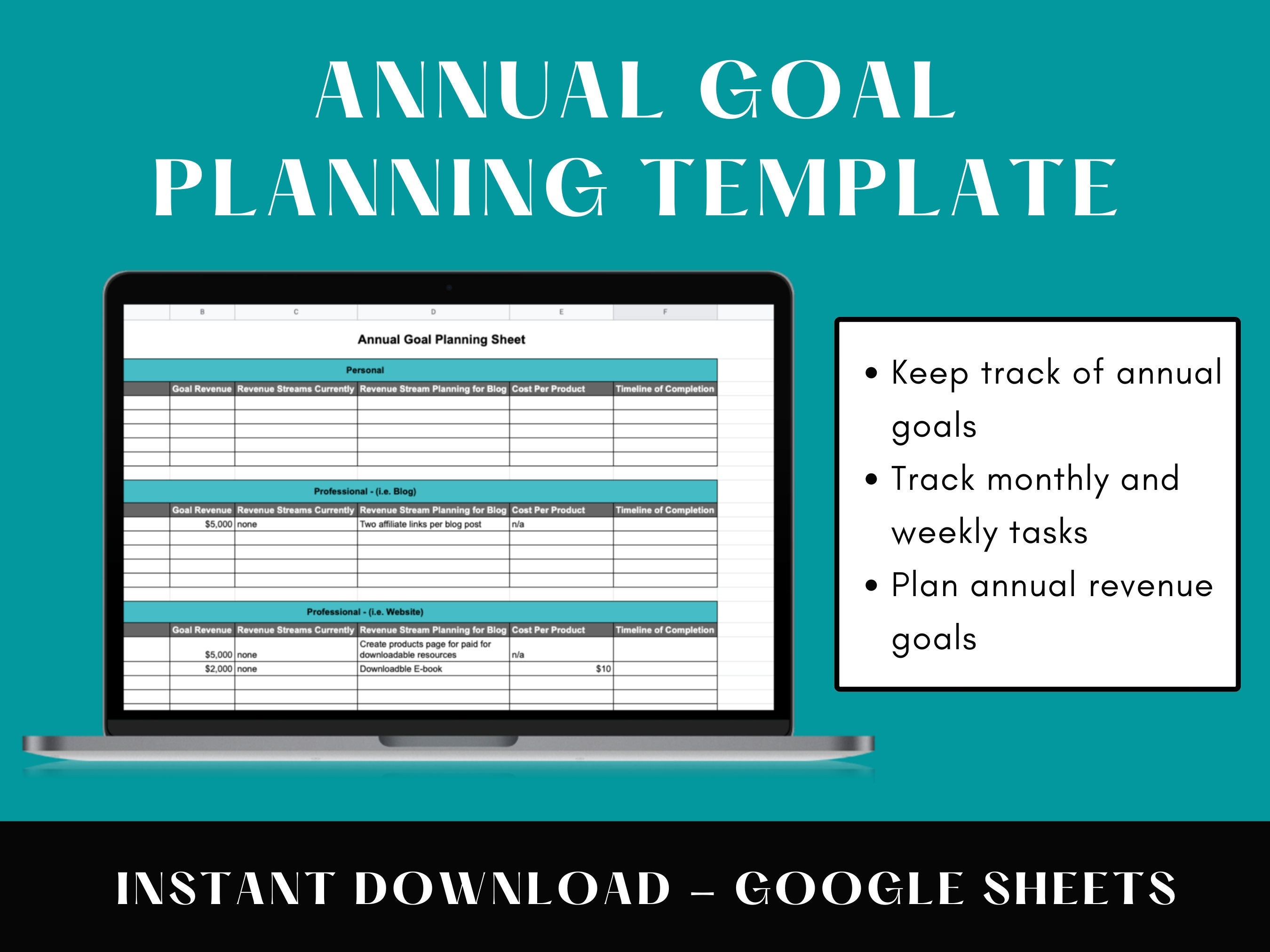 Annual Goal Planning Template - Etsy