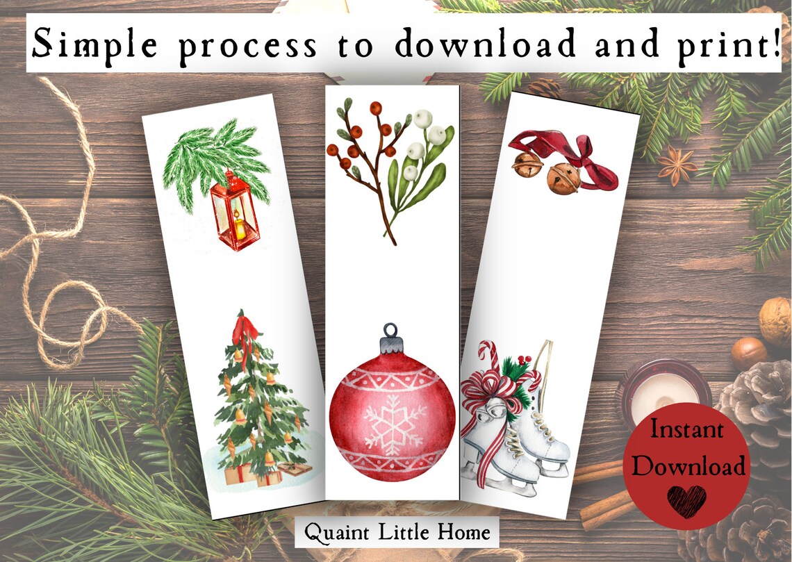 VINTAGE CHRISTMAS Bookmarks Printable Set of 15 A4 PDF High - Etsy