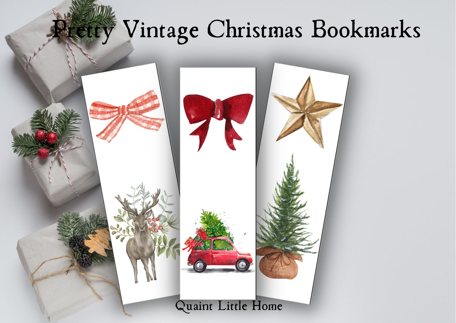 VINTAGE CHRISTMAS Bookmarks Printable Set of 15 A4 PDF High - Etsy