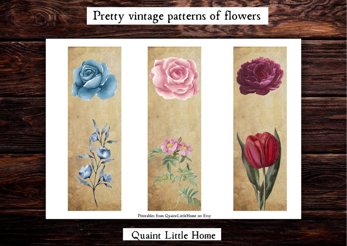 SPRING Bookmarks Printable Set of 6 Vintage Watercolor Flowers High ...