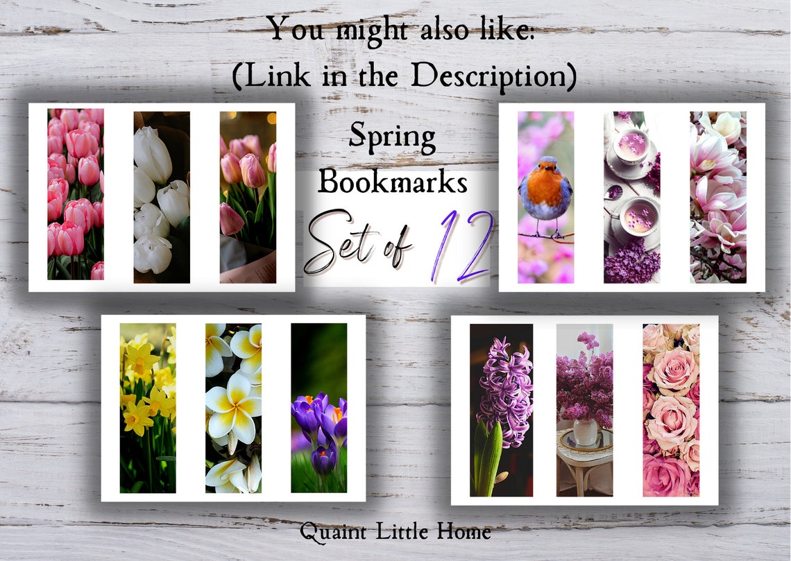 SPRING Bookmarks Printable Set of 6 Vintage Watercolor Flowers High ...