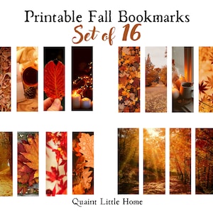 Fall Bookmarks Printable Set of 16 Autumn Bookmarks Printable Bookmarks ...