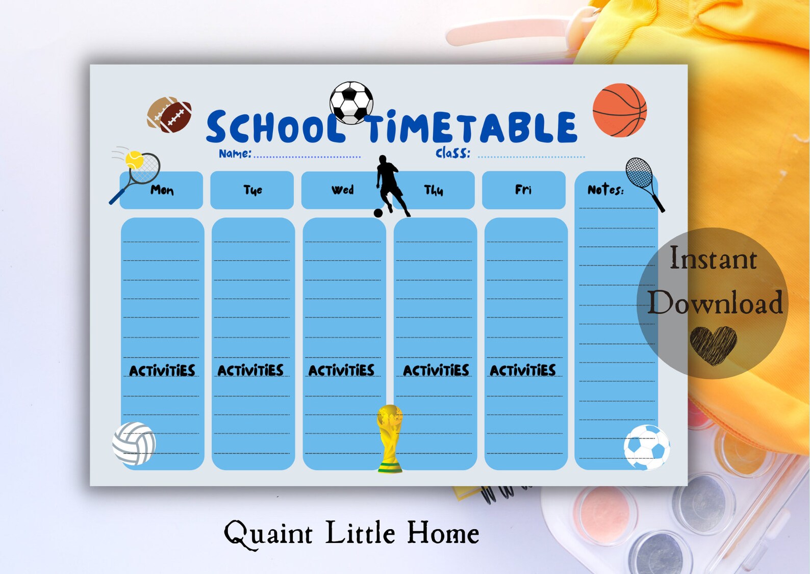 Printable School Timetable Boys Weekly Schedule Back to - Etsy
