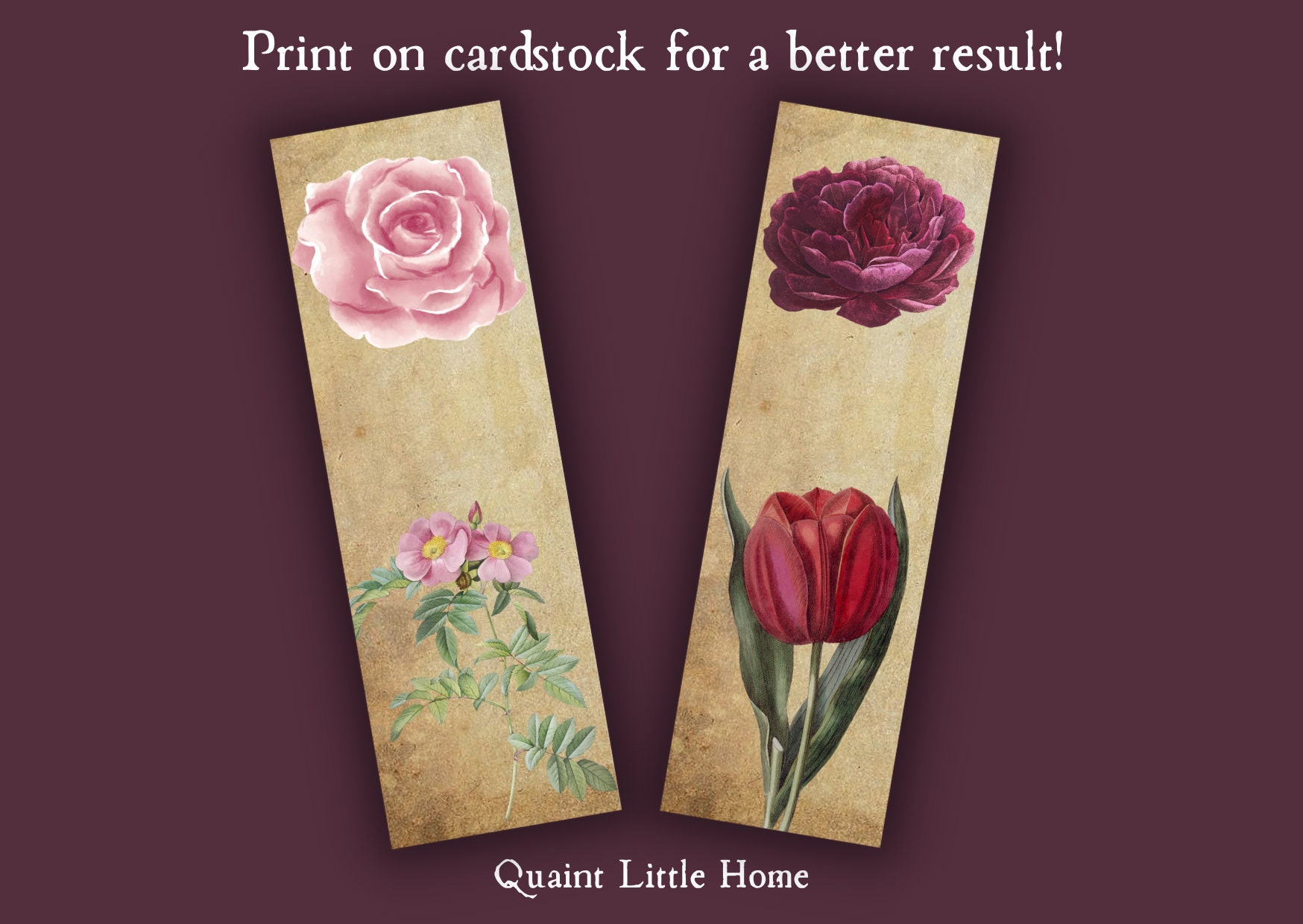 SPRING Bookmarks Printable Set of 6 Vintage Watercolor Flowers High ...