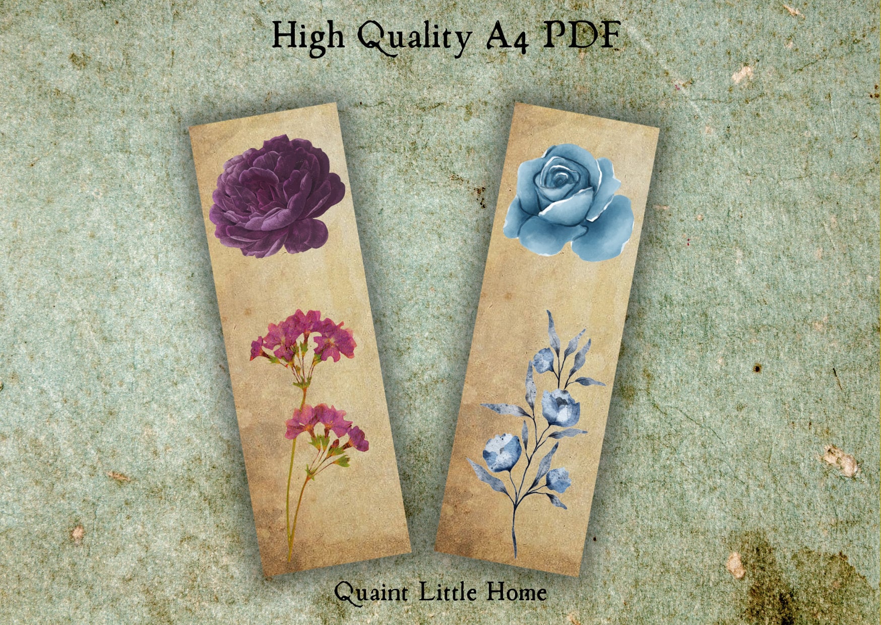 SPRING Bookmarks Printable Set of 6 Vintage Watercolor Flowers High ...