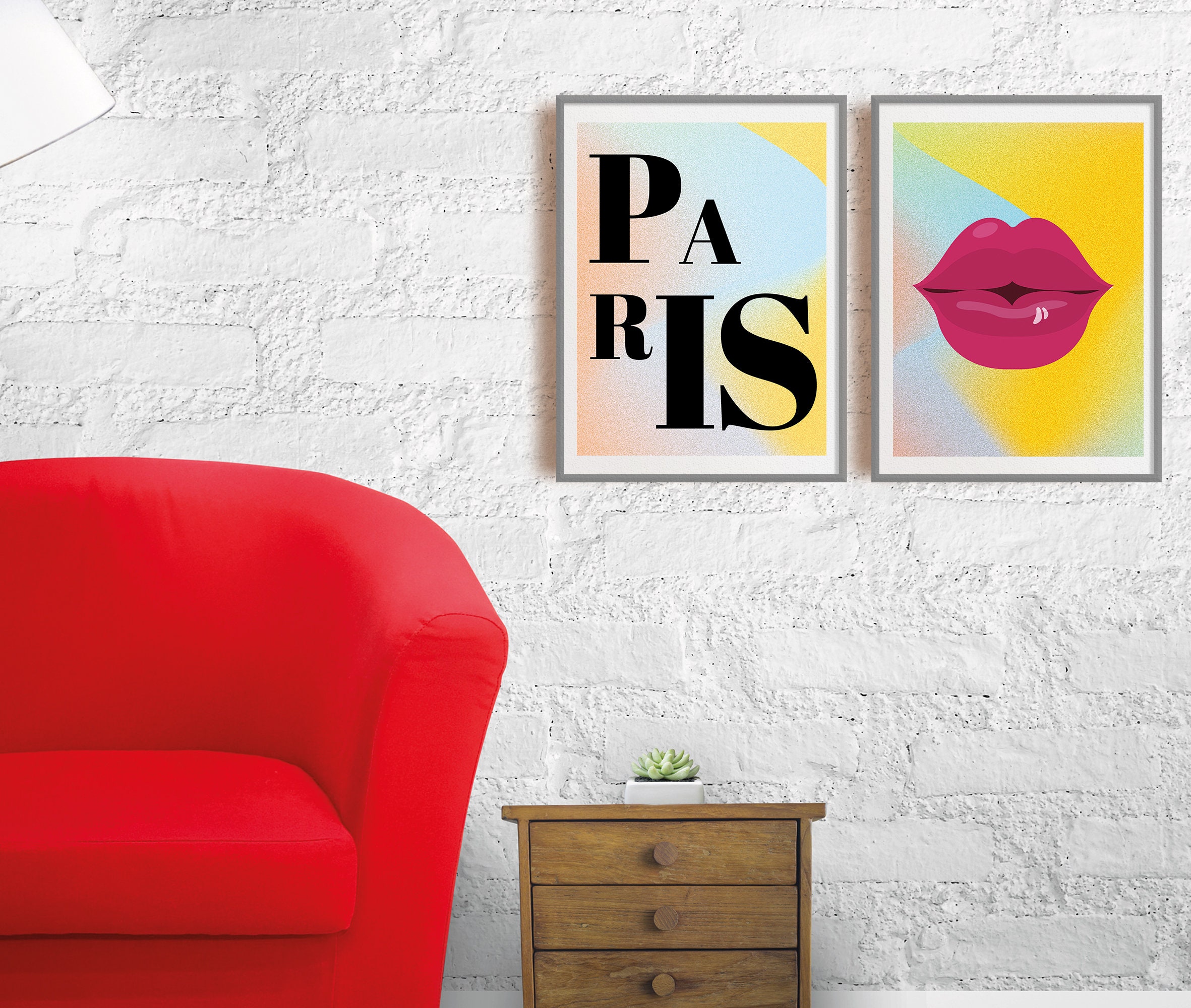 Paris Travel Poster Set of 2 Prints, Preppy Room Decor, Wall Collage ...