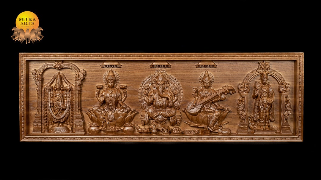 Hindu Gods Ash Wood Carving – Traditional Indian Wall Panel - Etsy