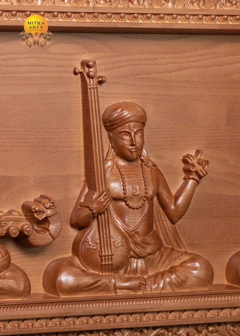 The Trinity of Indian Carnatic Music Premium Wood Panel Exquisitely ...