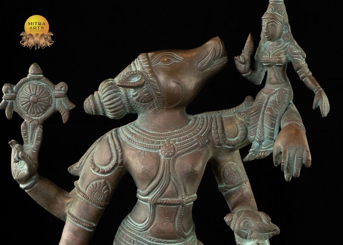 17 Varaha Avatar of Vishnu With Bhuma Devi Brass Vishnu Statue Hindu ...
